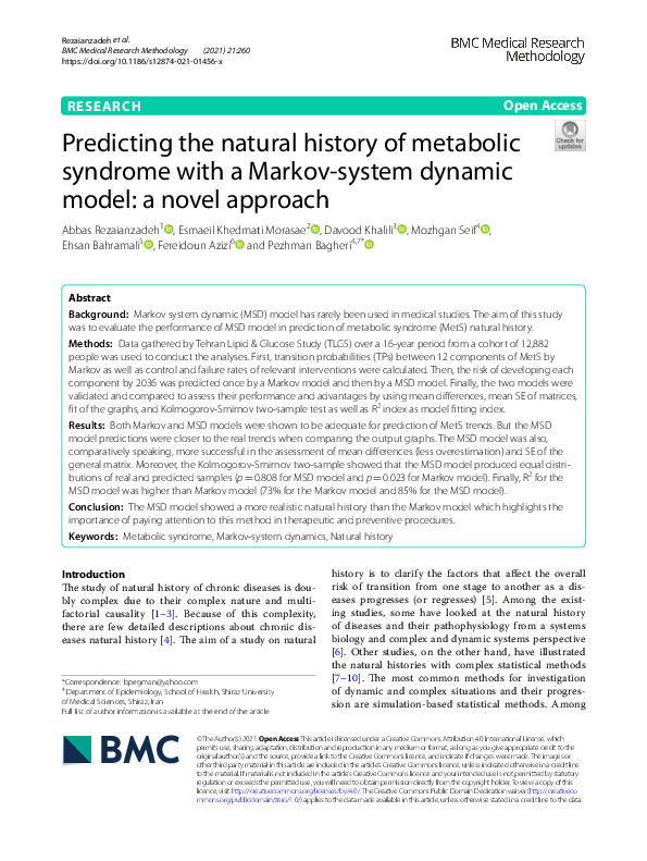 (PDF) Predicting the natural history of metabolic syndrome with a Markov-system dynamic model: a ...