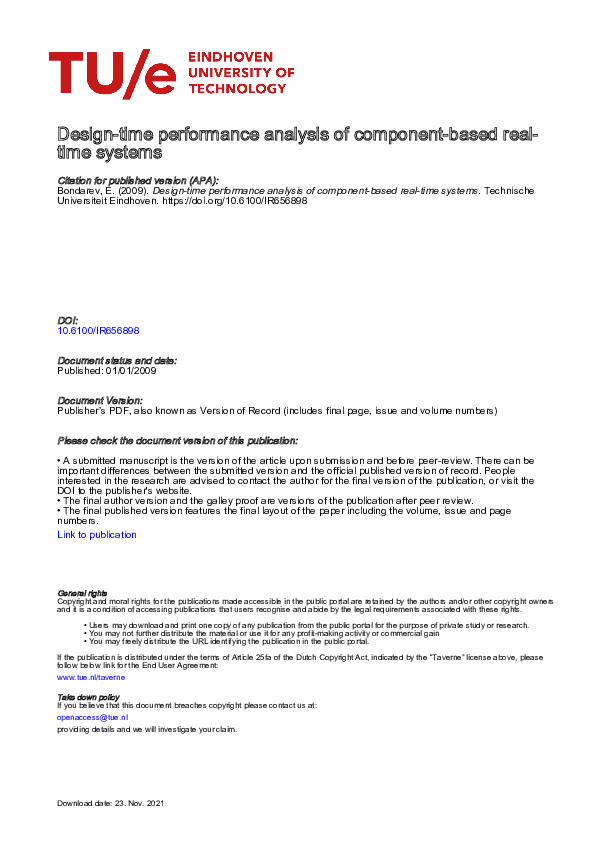 Pdf A Toolkit For Design And Performance Analysis Of Real Time Component Based Software