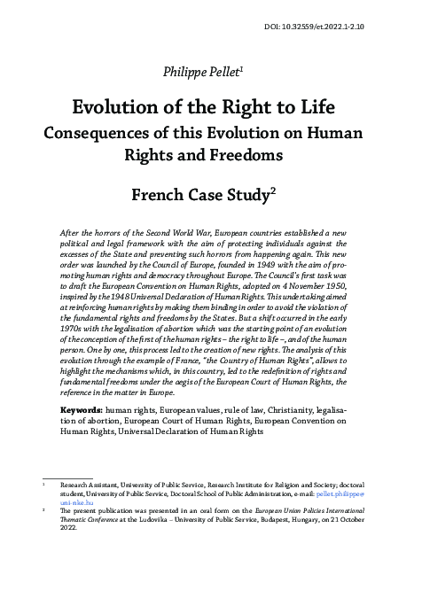 (PDF) Evolution of the Right to Life - Consequences of this Evolution ...