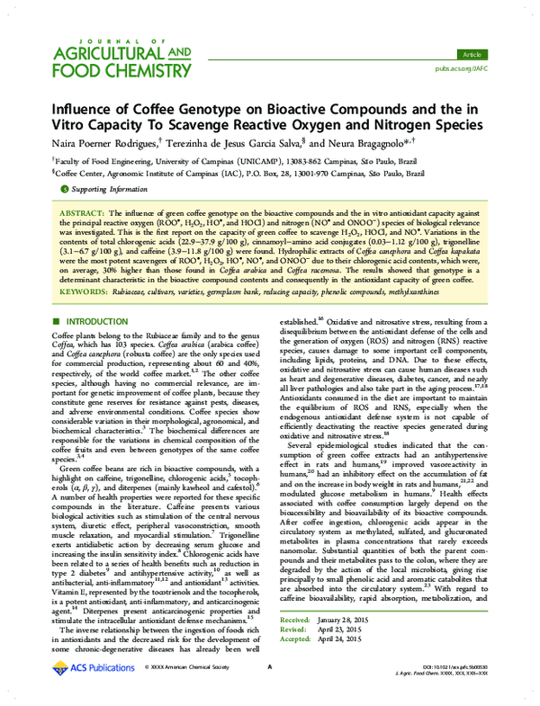 (PDF) Influence of Coffee Genotype on Bioactive Compounds and the in ...
