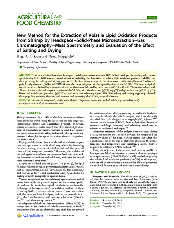 (PDF) New Method for the Extraction of Volatile Lipid Oxidation Products from Shrimp by ...