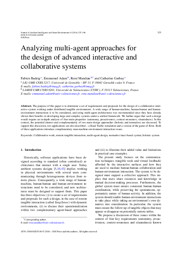 (PDF) Analyzing multi-agent approaches for the design of advanced interactive and collaborative ...