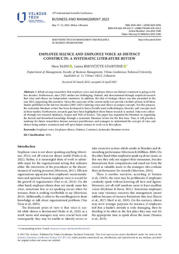 (PDF) Employee Silence and Employee Voice as Distinct Constructs: A ...