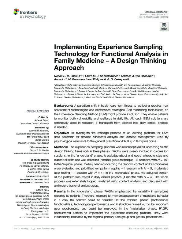 (PDF) Implementing Experience Sampling Technology for Functional ...