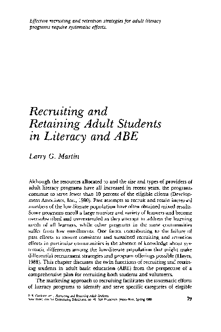 (PDF) Recruiting and retaining adult students in literacy and ABE ...
