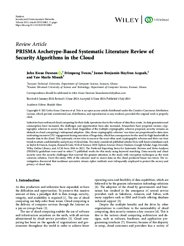 (PDF) PRISMA Archetype-Based Systematic Literature Review of Security ...