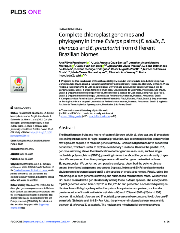 (PDF) CompletechloroplastgenomesandphylogenyinthreeEuterpepalms(E ...