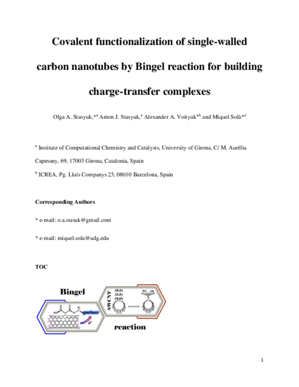 (PDF) Covalent functionalization of single-walled carbon nanotubes by aniline electrochemical ...