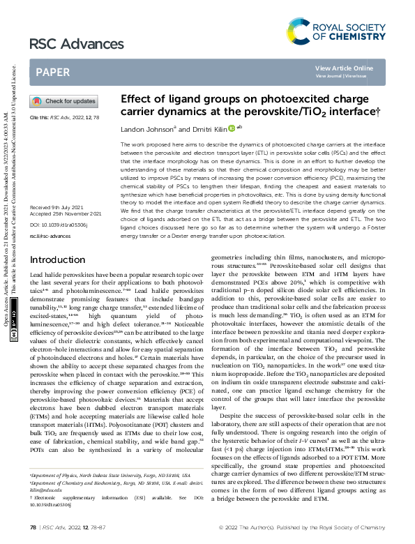 (PDF) Effect of ligand groups on photoexcited charge carrier dynamics ...