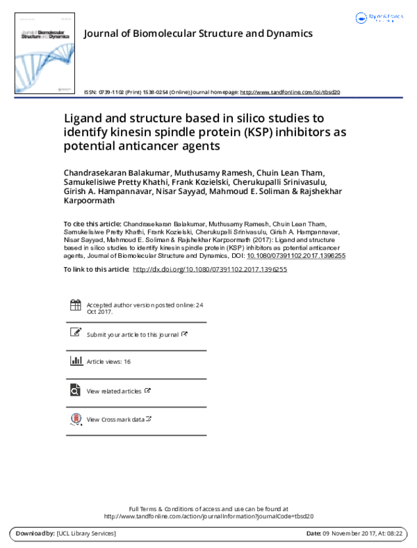 (PDF) Ligand- and structure-based in silico studies to identify kinesin ...