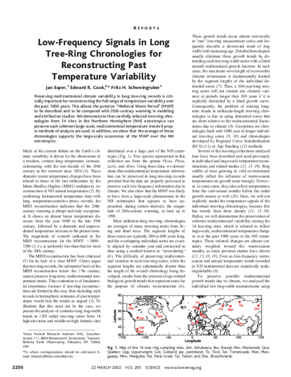 (PDF) Low-Frequency Signals in Long Tree-Ring Chronologies for Reconstructing Past Temperature ...