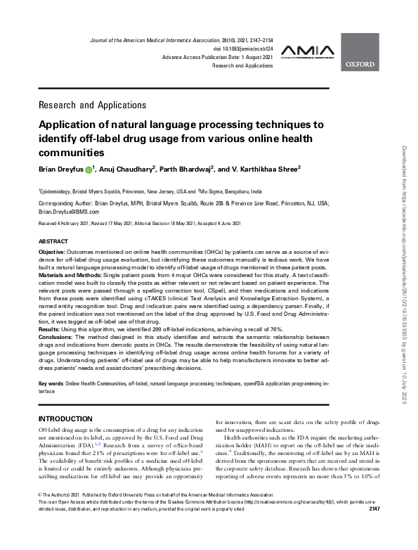 (PDF) Application of natural language processing techniques to identify off-label drug usage ...