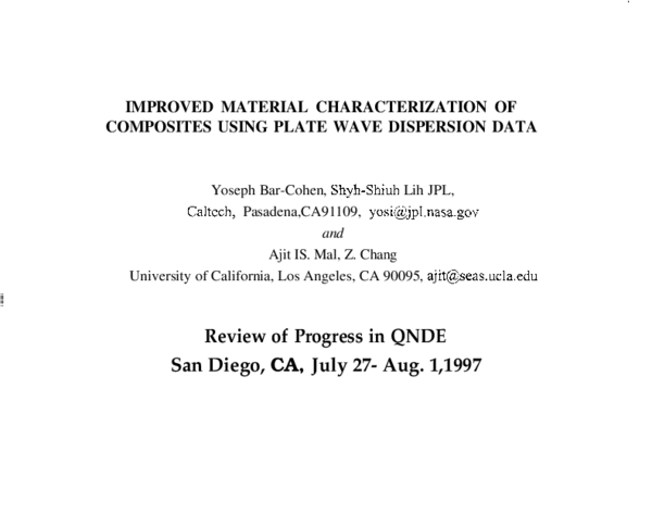 (PDF) Improved Material Characterization of Composites Using Plate Wave ...