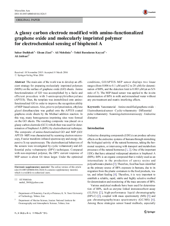 (PDF) A glassy carbon electrode modified with amino-functionalized ...