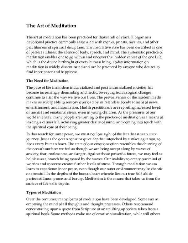 (PDF) The Art of Meditation