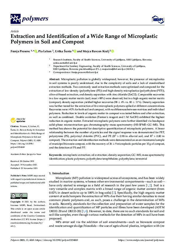 (PDF) Extraction and Identification of a Wide Range of Microplastic ...