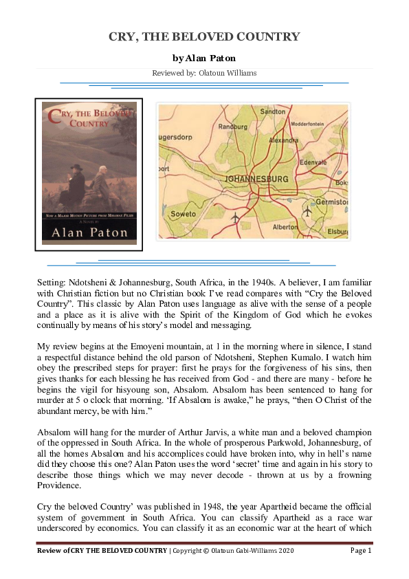 (PDF) CRY THE BELOVED COUNTRY