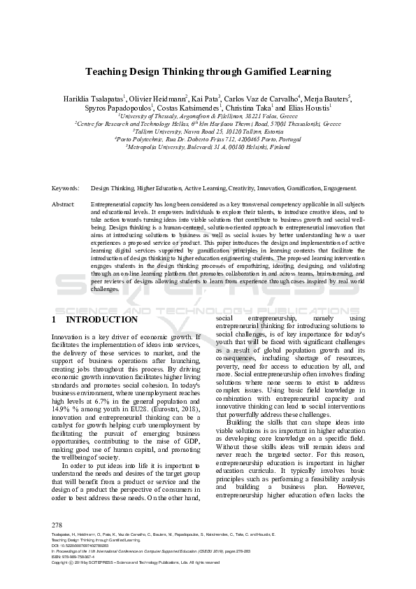 Pdf Teaching Design Thinking Through Gamified Learning