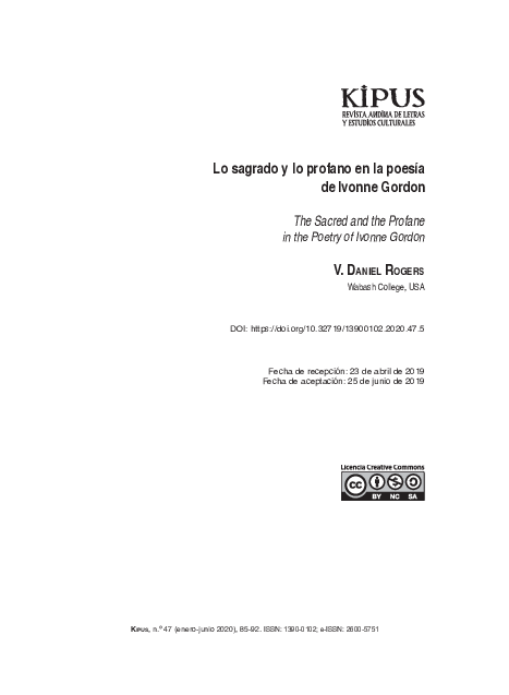 (PDF) Lo sagrado y lo profano en la poesia de Ivonne Gordon