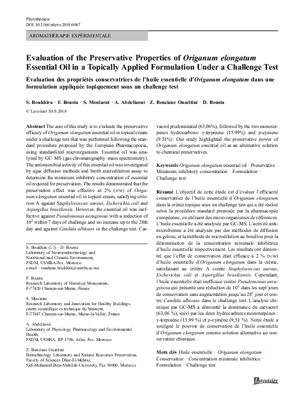 (PDF) Evaluation of the Preservative Properties of Origanum elongatum ...