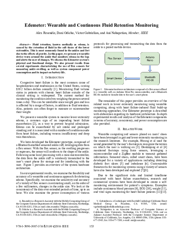 (PDF) Edemeter: Wearable and continuous fluid retention monitoring