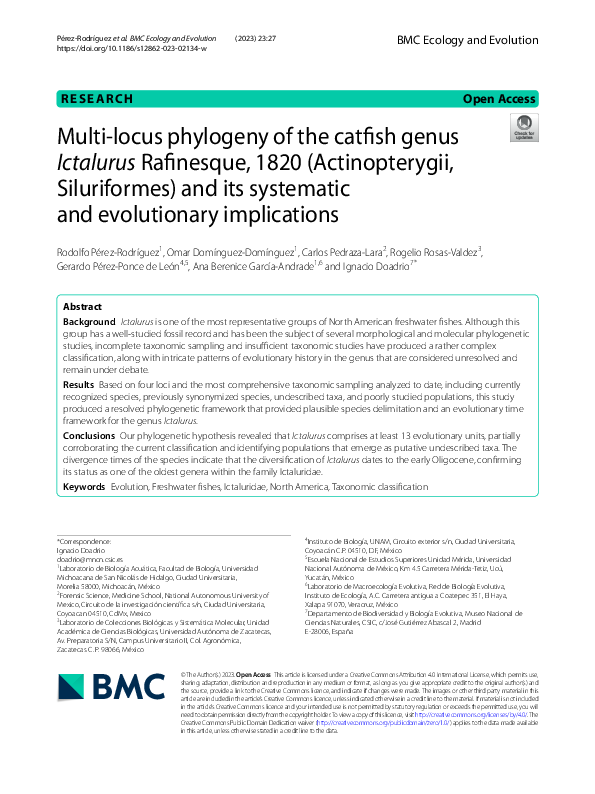 (PDF) Multi-locus phylogeny of the catfish genus Ictalurus Rafinesque ...