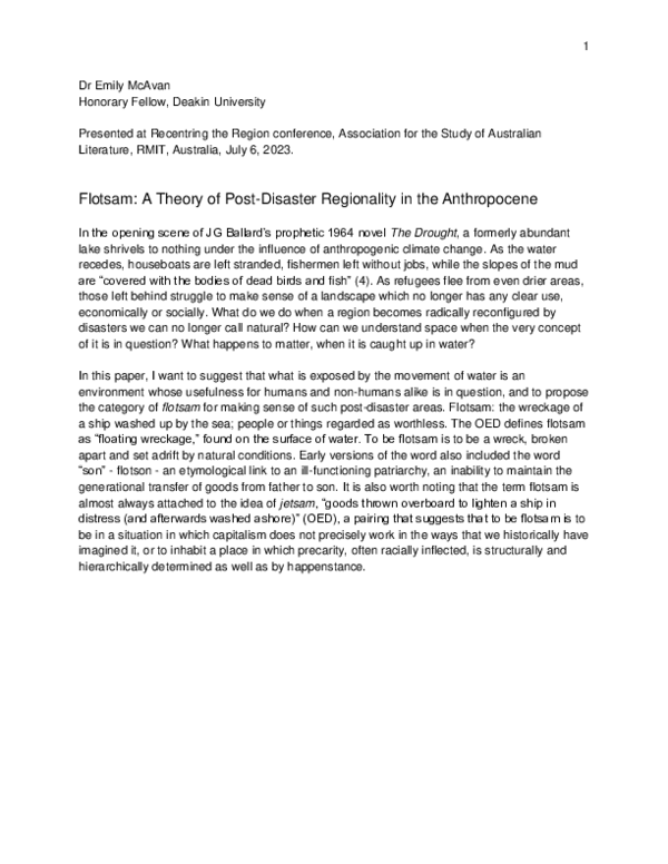 (PDF) Flotsam: A Theory of Post-Disaster Regionality in the Anthropocene