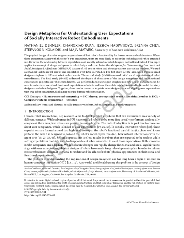 (PDF) Design Metaphors for Understanding User Expectations of Socially ...