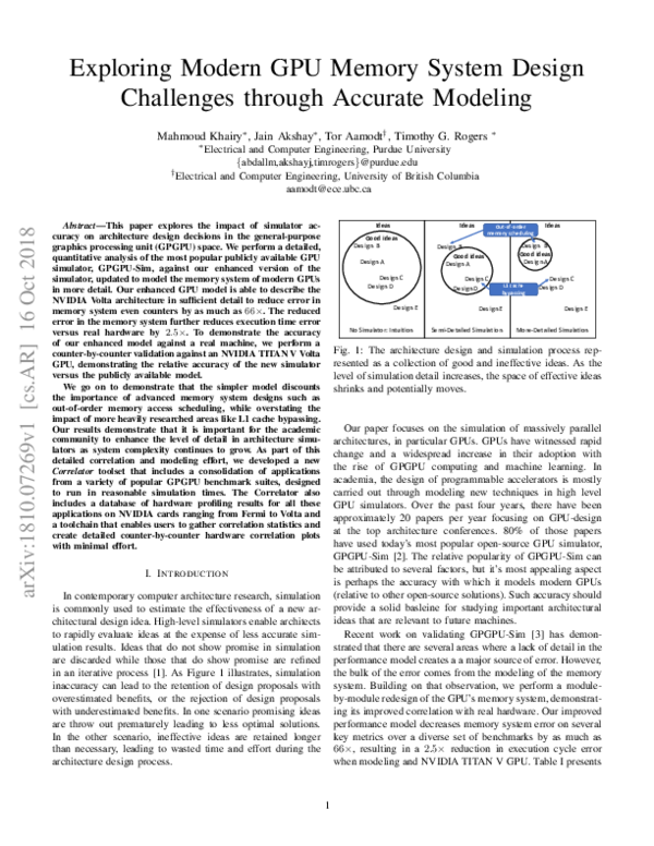 Pdf Exploring Modern Gpu Memory System Design Challenges Through Accurate Modeling