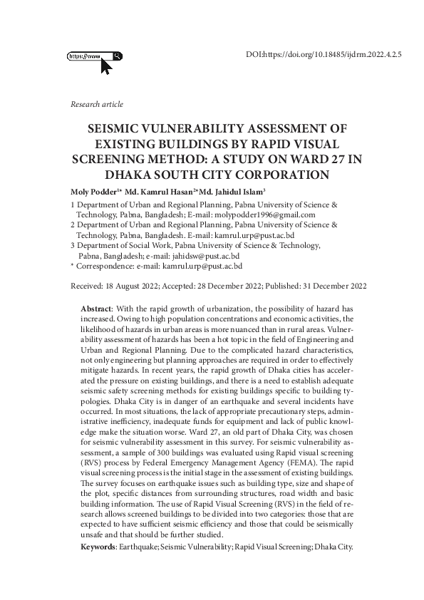 (PDF) SEISMIC VULNERABILITY ASSESSMENT OF EXISTING BUILDINGS BY RAPID ...