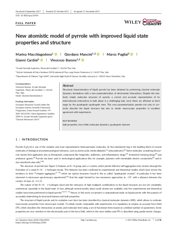 (PDF) New atomistic model of pyrrole with improved liquid state ...