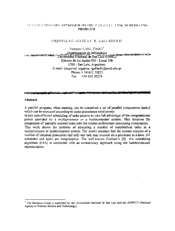 (PDF) An evolutionary approach to the parallel task scheduling problem