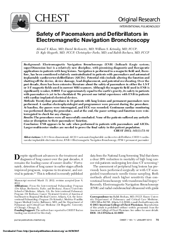 (PDF) Safety of Pacemakers and Defibrillators in Electromagnetic ...