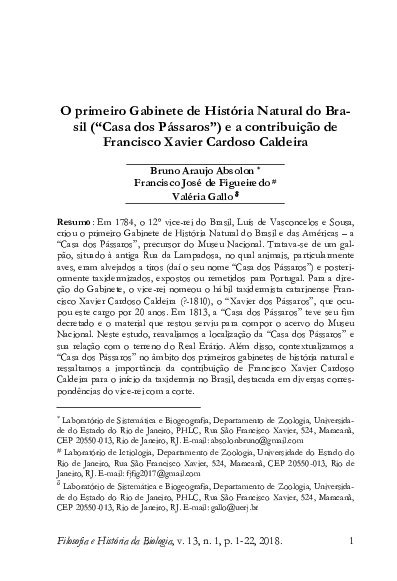 (PDF) O primeiro Gabinete de História Natural do Brasil (“Casa dos ...