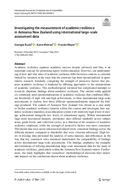 (PDF) Investigating the measurement of academic resilience in Aotearoa ...