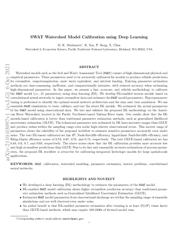 (PDF) SWAT Watershed Model Calibration using Deep Learning