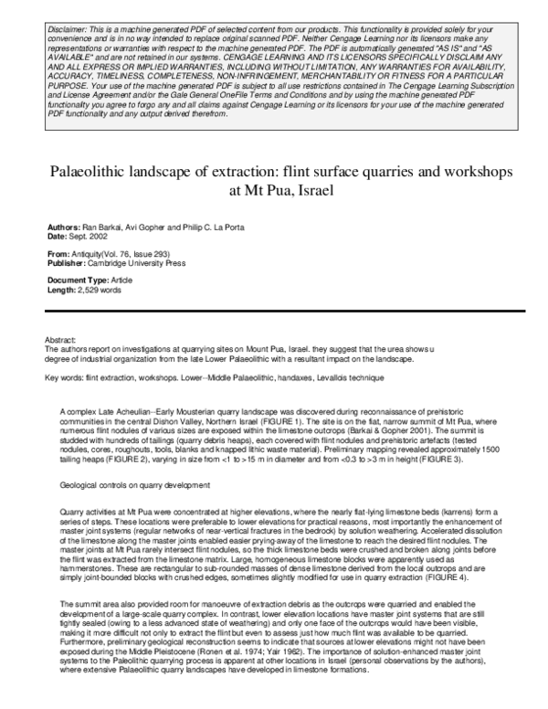 (PDF) Palaeolithic Landscape of Extraction: Flint Surface Quarries and ...