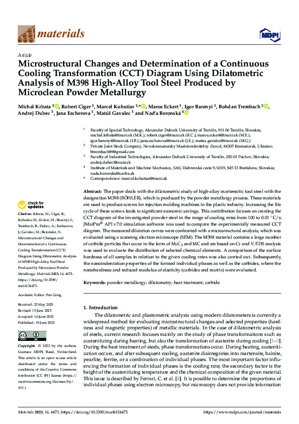 (PDF) Microstructural Changes and Determination of a Continuous Cooling Transformation (CCT ...
