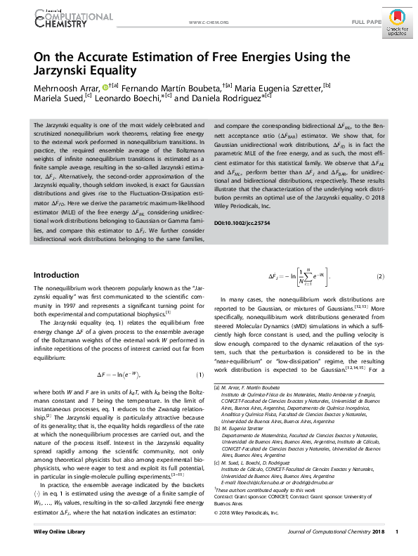 (PDF) On the accurate estimation of free energies using the jarzynski ...