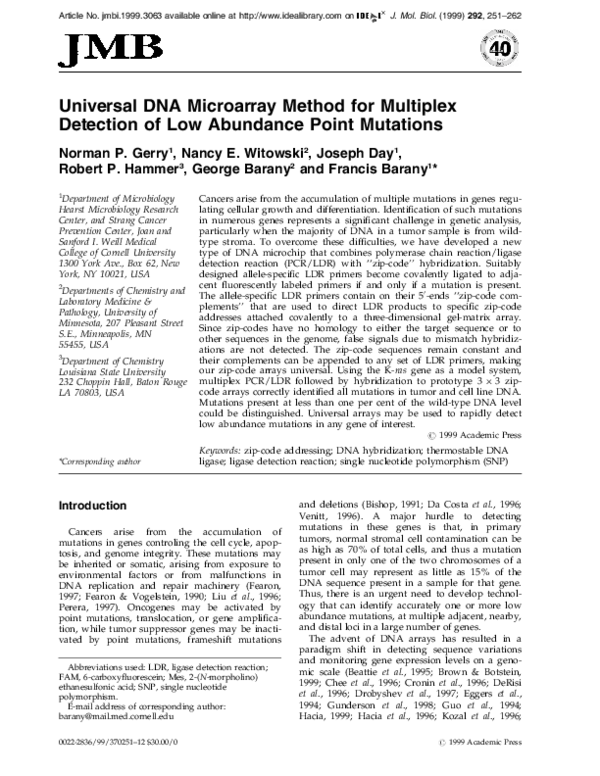 (PDF) Universal DNA microarray method for multiplex detection of low ...