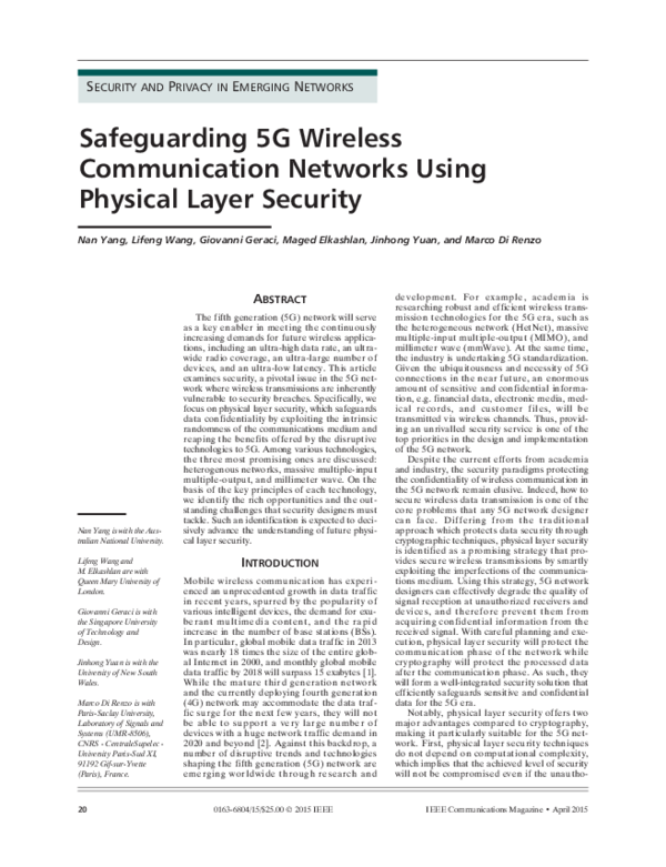 Pdf Safeguarding 5g Wireless Communication Networks Using Physical