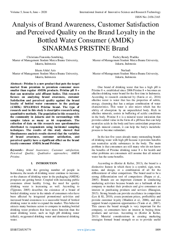 (PDF) Analysis of Brand Awareness, Customer Satisfaction and Perceived Quality on the Brand ...