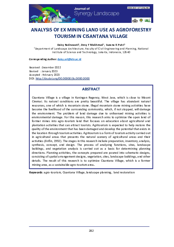(PDF) Analysis of Ex Mining Land Use as Agroforestry Tourism in ...