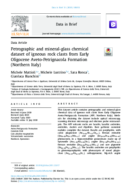 (PDF) Petrographic and mineral-glass chemical dataset of igneous rock ...