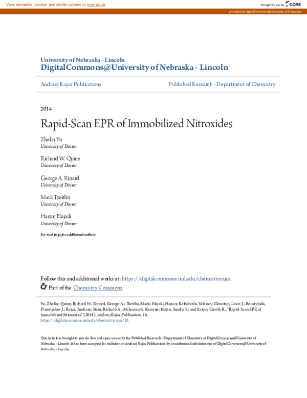 (PDF) Rapid-scan EPR of immobilized nitroxides | Velavan Kathirvelu ...