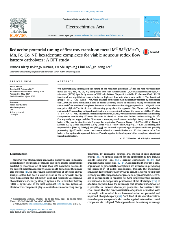 (PDF) Reduction potential tuning of first row transition metal MIII/MII ...