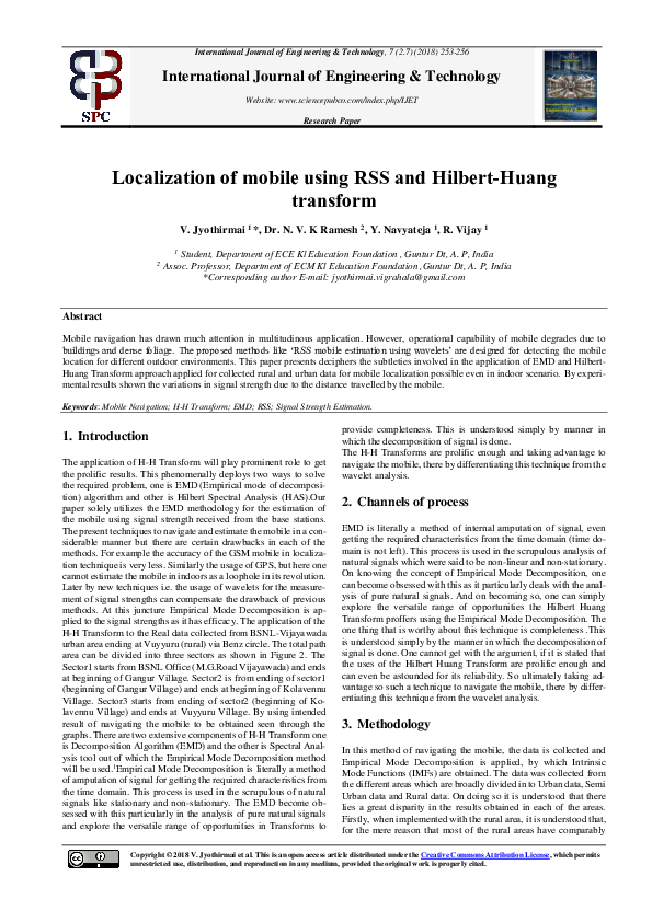 (PDF) Localization of mobile using RSS and Hilbert-Huang transform