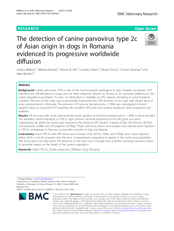 (PDF) The detection of canine parvovirus type 2c of Asian origin in ...