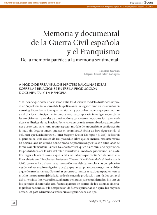(PDF) Memoria y documental de la Guerra Civil española y el Franquismo ...