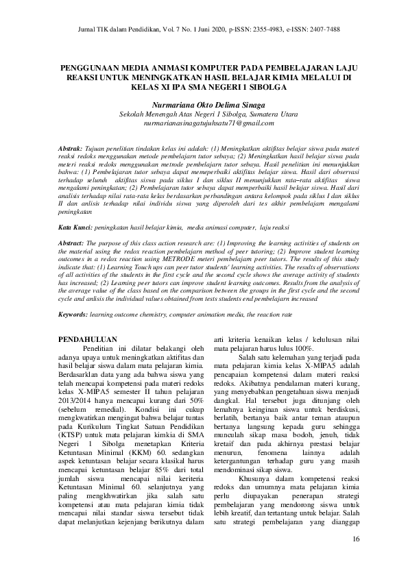 (PDF) Penggunaan Media Animasi Komputer Pada Pembelajaran Laju Reaksi ...